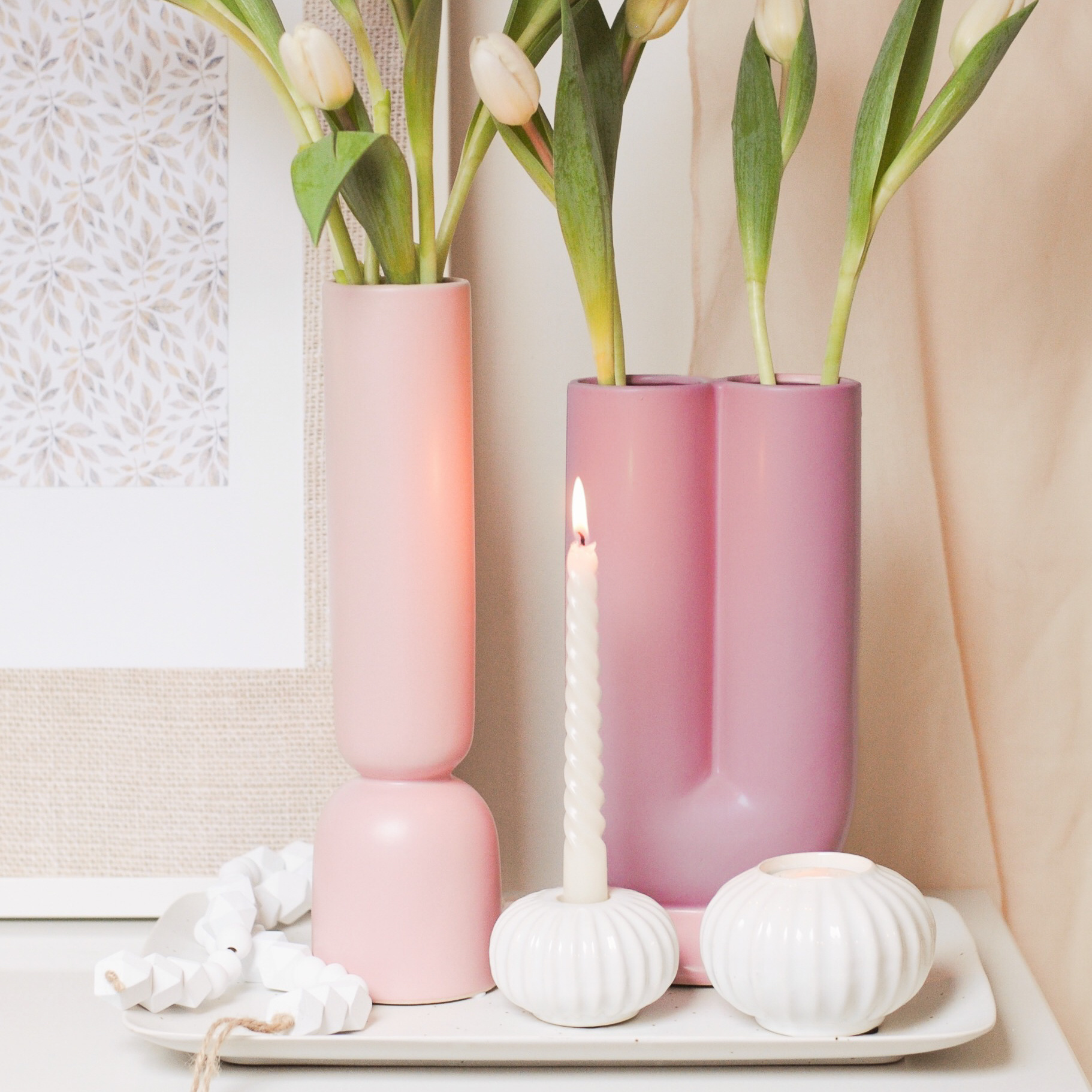 TALL LIGHT PINK TUBE VASE - Beauty & Bobs