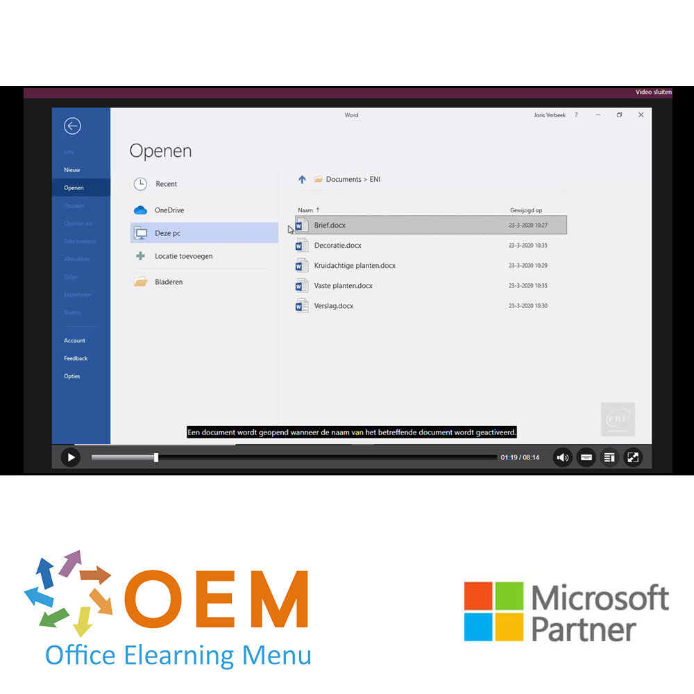 Word 365 Cursus Basis E-Learning + Online boek - OEM ICT Trainingen & Advies