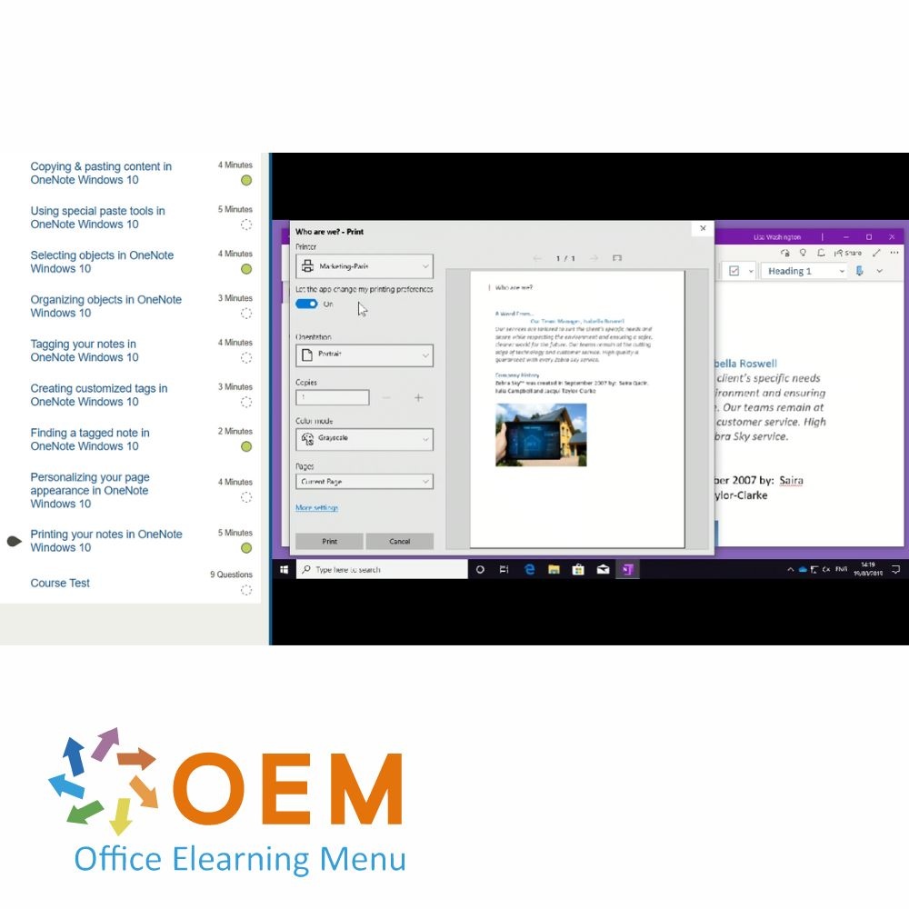OneNote for Windows 10 E-Learning Training Online - OEM ICT Training ...