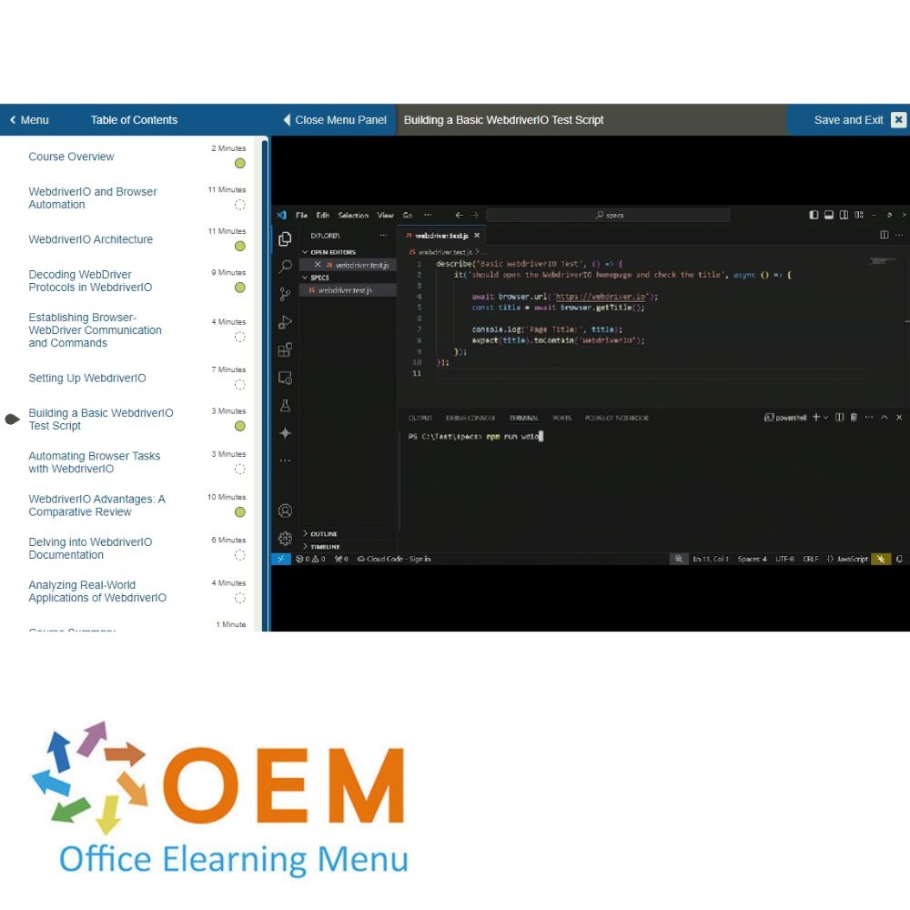 WebdriverIO Training - OEM ICT Trainingen & Advies