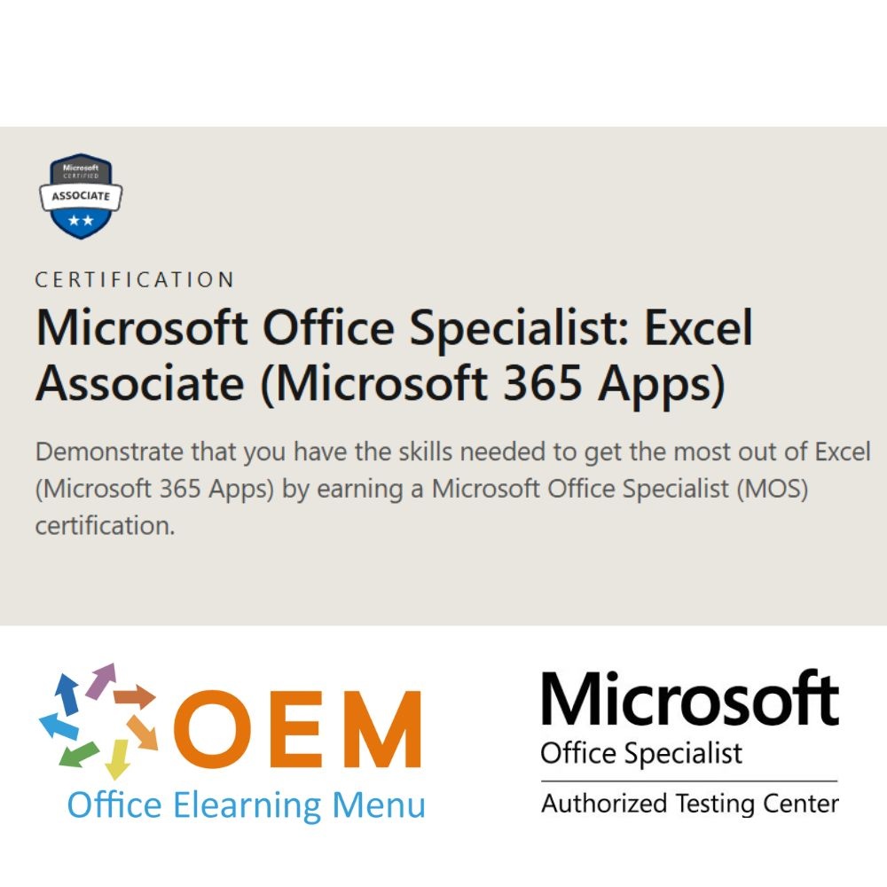 Microsoft MOS Excel 365 Examen MO-210 – Officiële Certificering - OEM ICT Trainingen & Advies