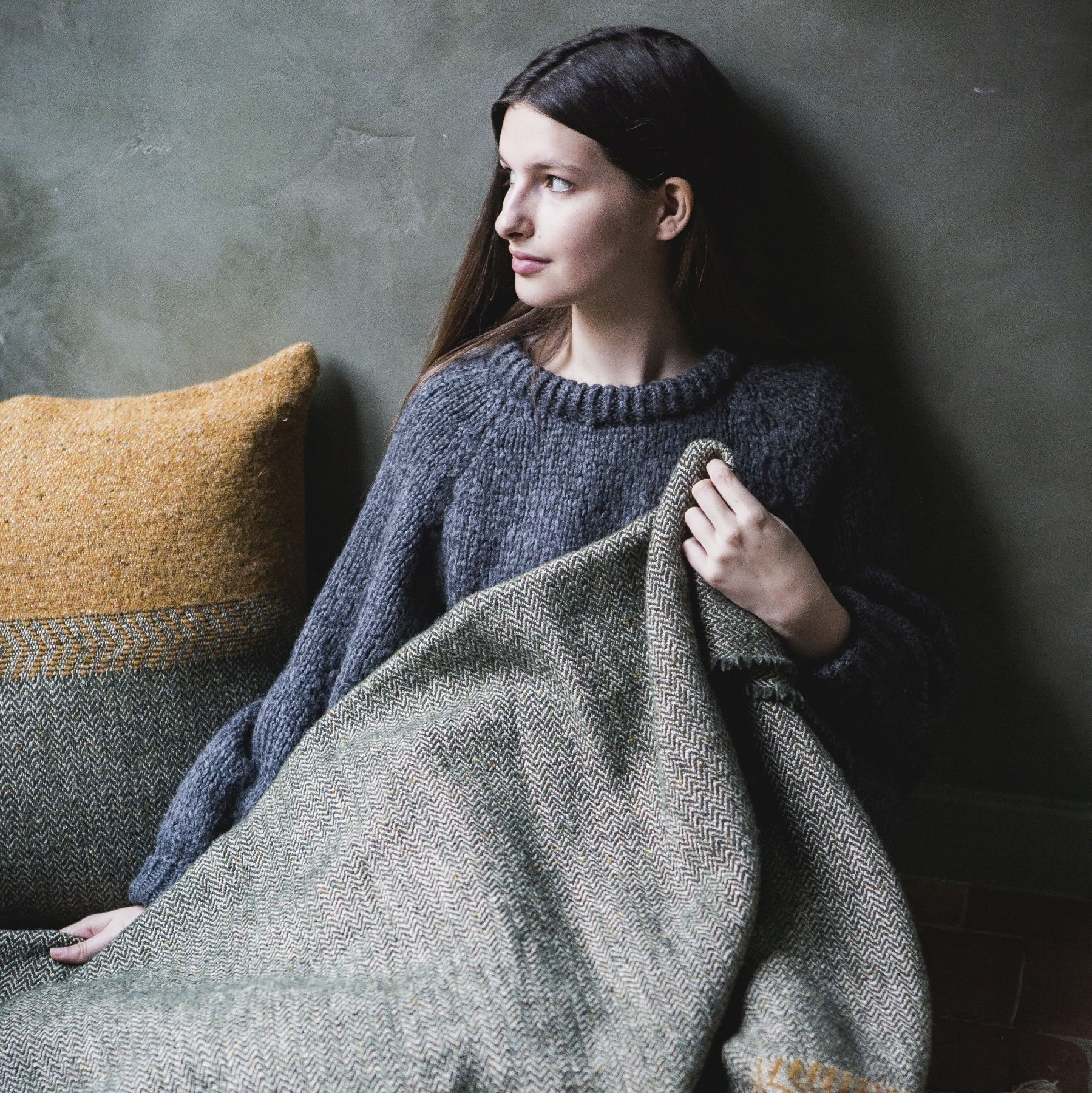 Jules Plaid - Green herringbone - Silk Heaven