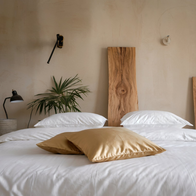 Voordeelset 2x 100% Zijden kussensloop Goud Glossy Hotelsluiting - 22MM ...