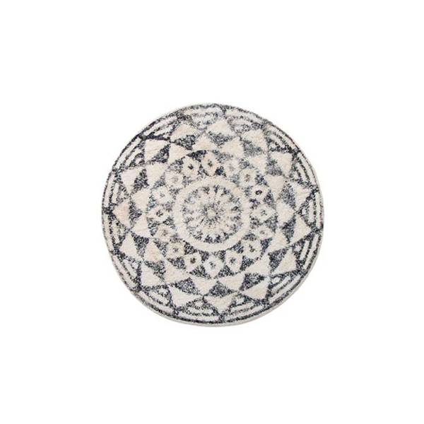 HK Living badmat rond Zwart/Wit - Puur Basic Interieur