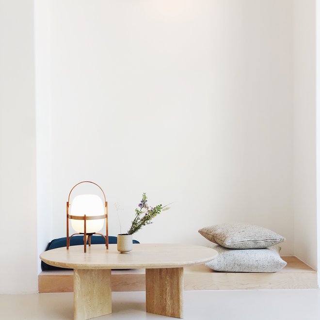 Beige Travertin Coffee Bean Table - Pantoufle