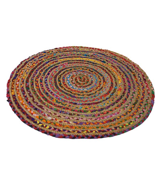 Rond jute ibiza style kleed multi colour - Merel in Wonderland