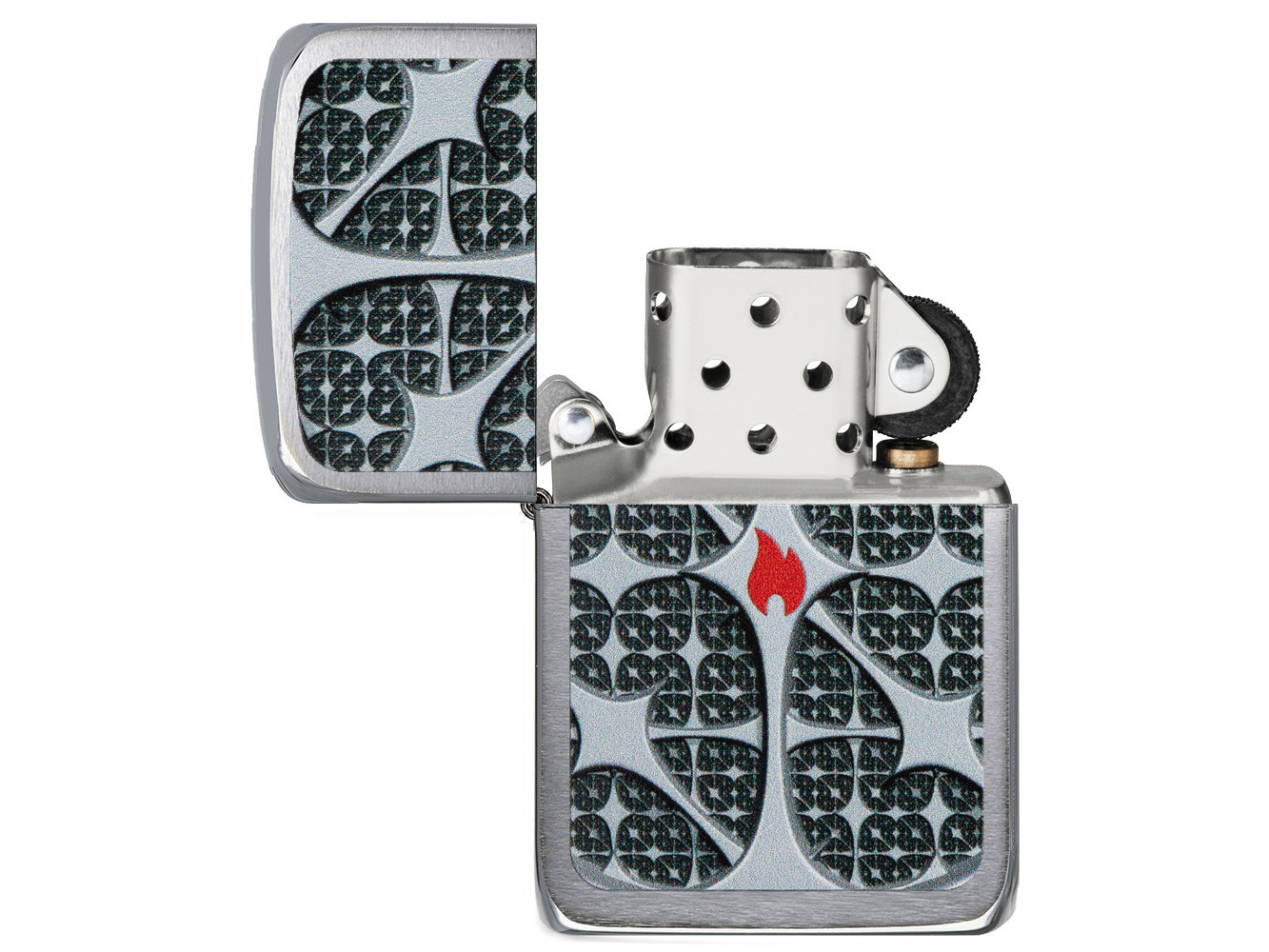 Lighter Zippo Silver Texture Flame - Haddocks Lightershop