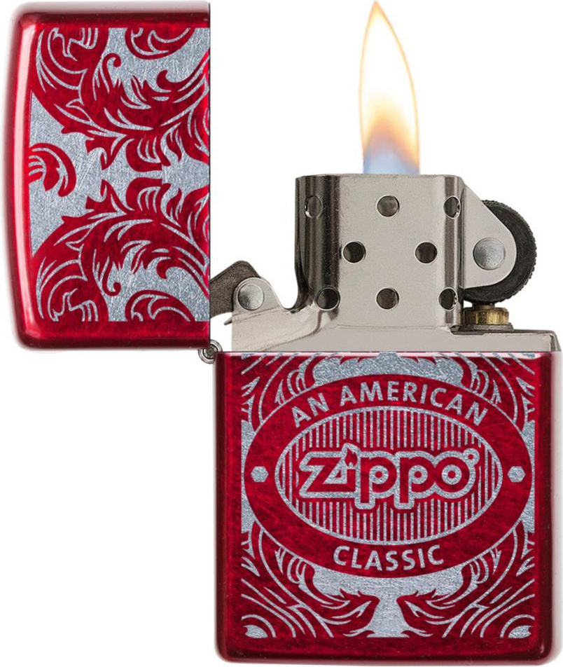 Lighter Zippo Candy Apple Red Scroll - Haddocks Lightershop