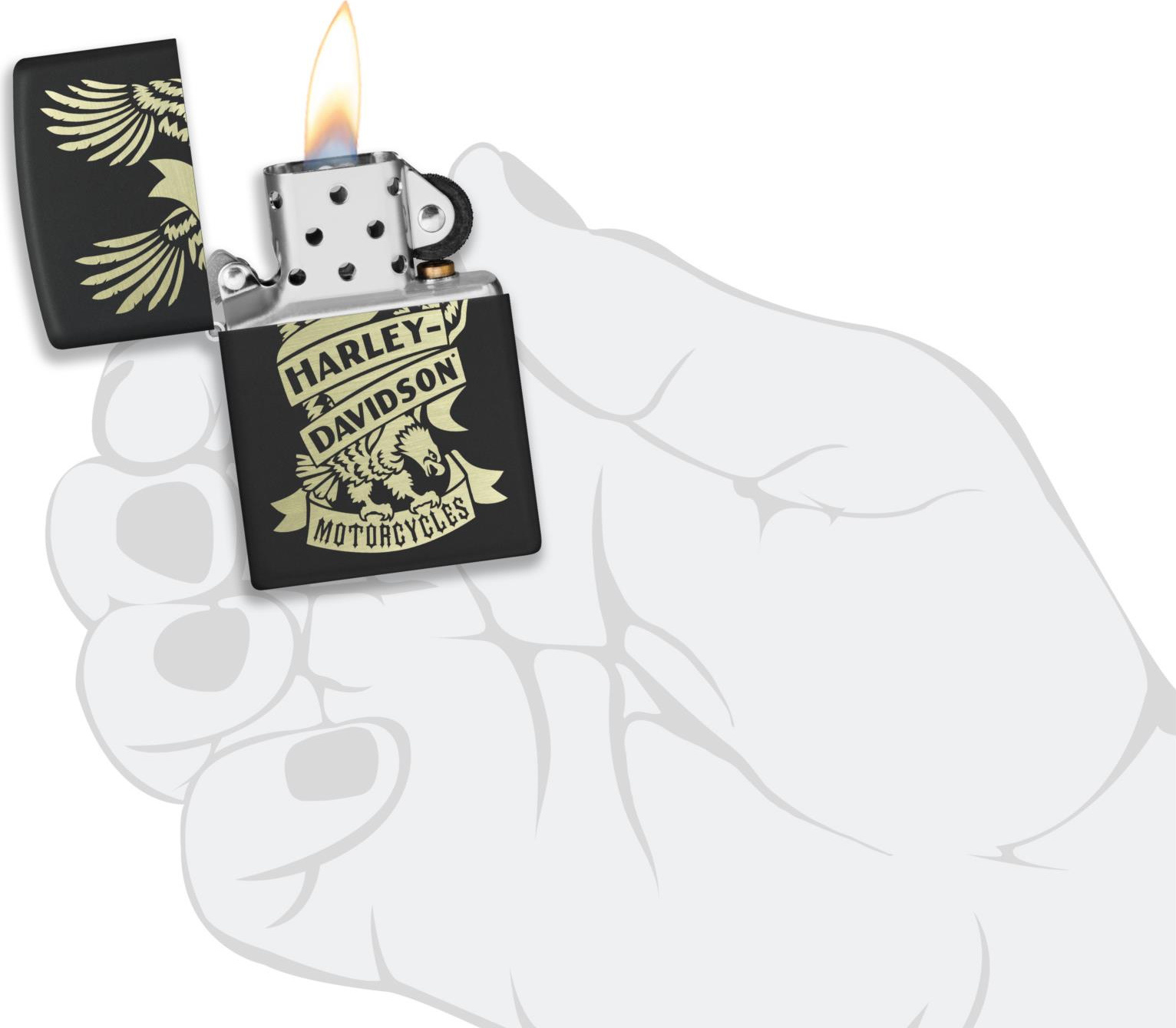 Lighter Zippo Harley Davidson Eagle Motorcycle - Haddocks Lightershop