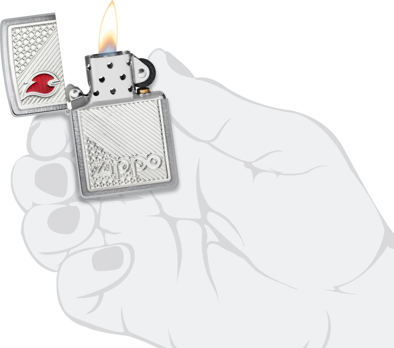 Aansteker Zippo Logo & Flame Emblem - Haddocks Lightershop