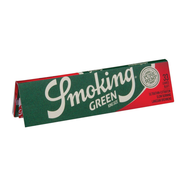 Smoking Kingsize Green Vloei Box - Haddocks Lightershop