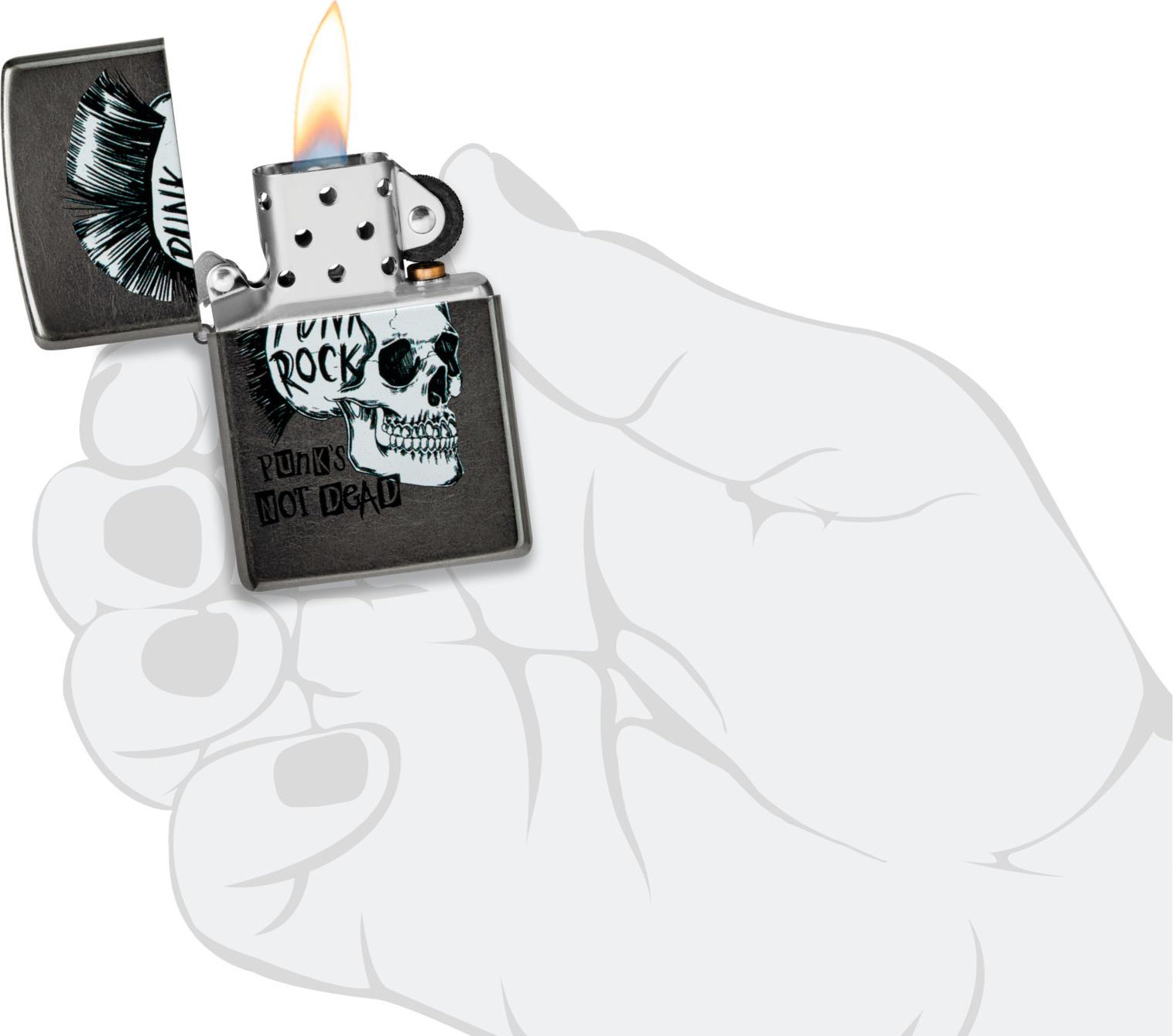 Lighter Zippo Punk Rock Skull - Haddocks Lightershop