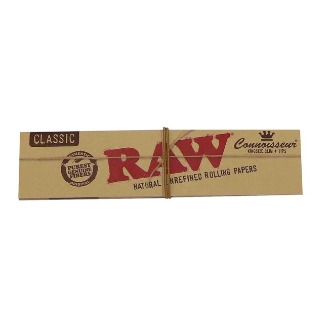 Raw Connaisseur Kingsize Slim Vloei & Tips Box - Haddocks Lightershop