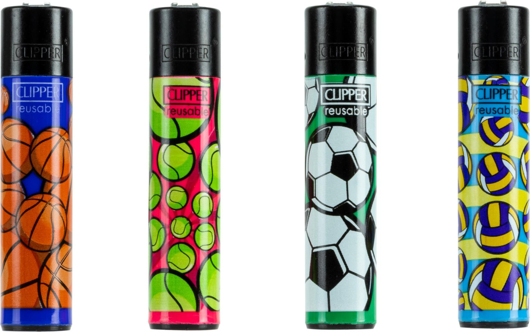 Set of 4 Clipper Lighters Active Details - Haddocks Lightershop