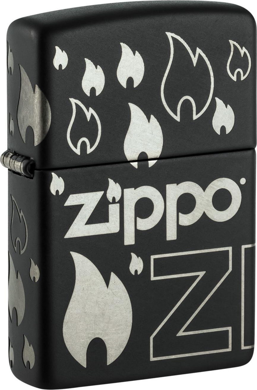 Aansteker Zippo Logo and Flames - Haddocks Lightershop