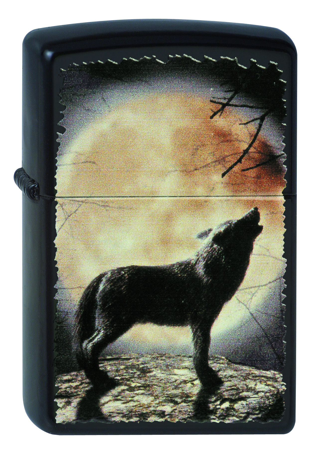 Lighter Zippo Wolf Howling to the Moon - Haddocks Lightershop