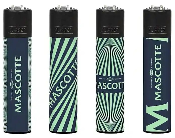 Set of 4 Clipper Lighters Mascotte Blue - Haddocks Lightershop