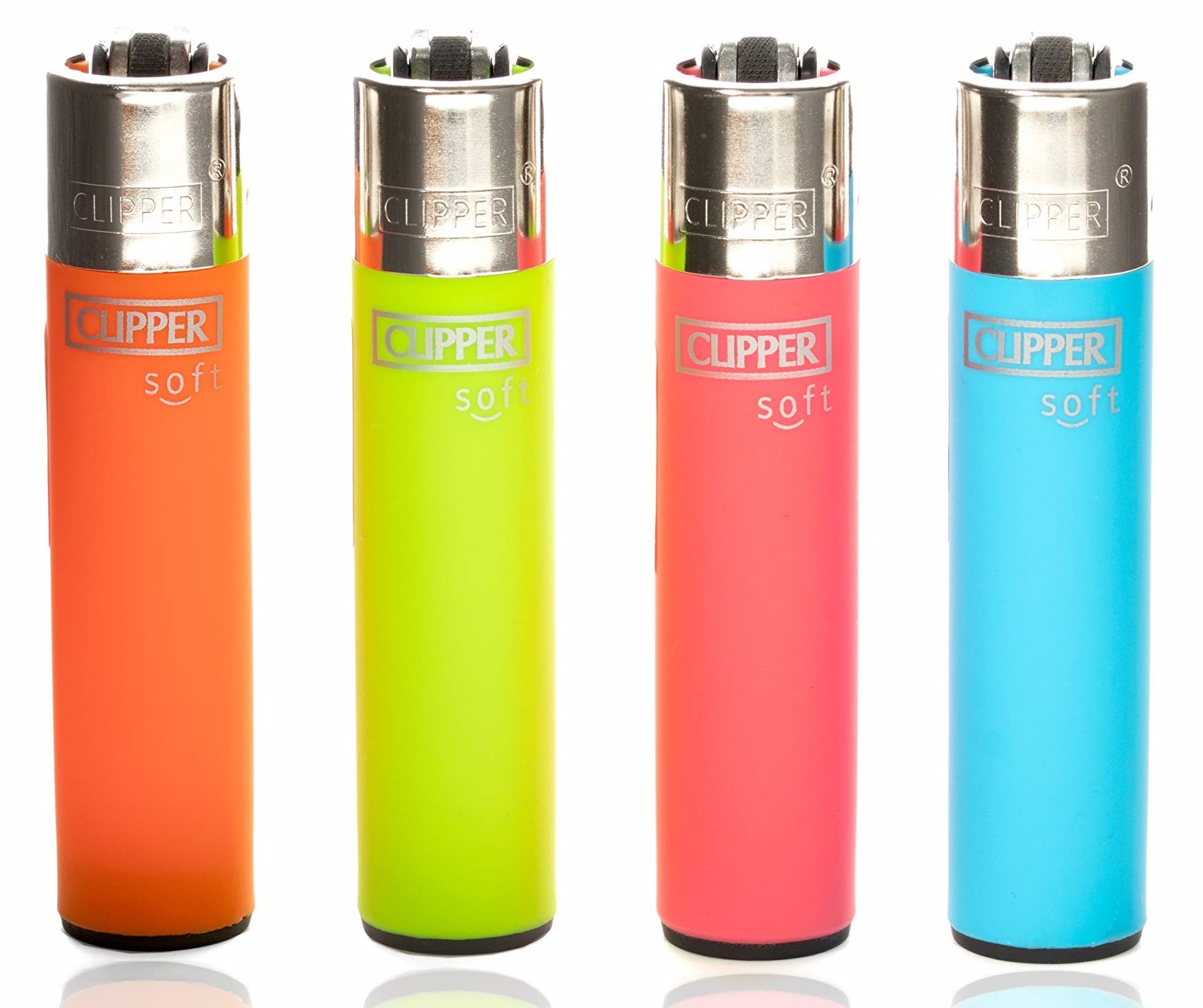 Set of 4 Clipper Lighters Soft Touch Fluor - Haddocks Lightershop