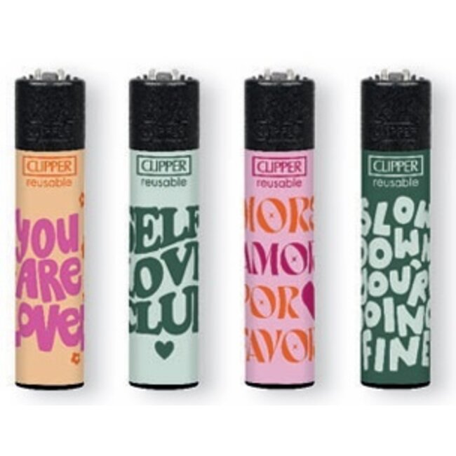 Set of 4 Clipper Lighters Self Love Club - Haddocks Lightershop