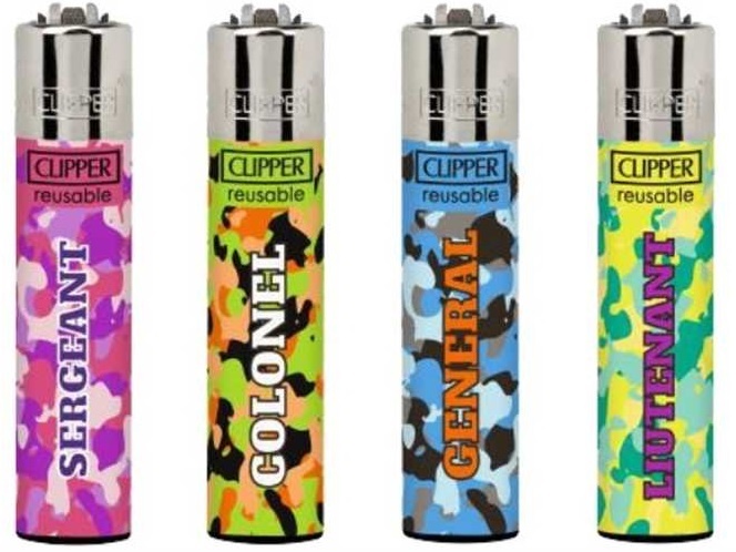 Set of 4 Clipper Lighters Military Ranks - Haddocks Lightershop