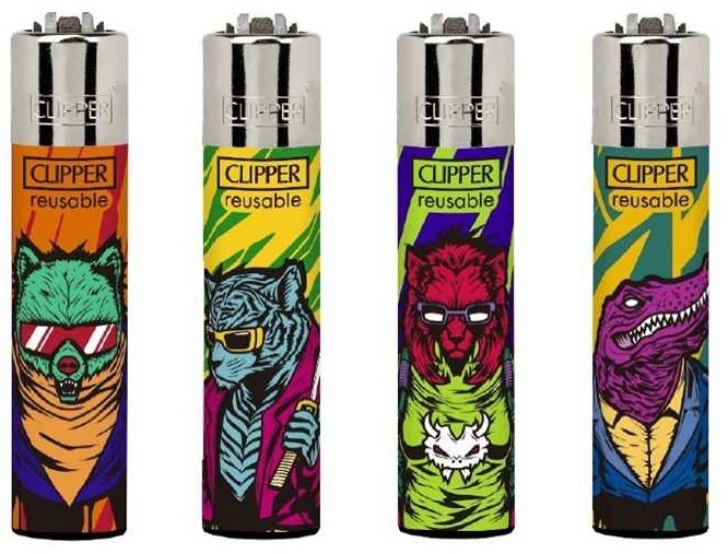 Set of 4 Clipper Lighters Cyberpunk Animals - Haddocks Lightershop
