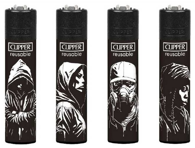 Set of 4 Clipper Lighters Stencil Style - Haddocks Lightershop