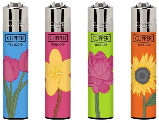 Set of 4 Clipper Lighters Flowers & Nature - Haddocks Lightershop