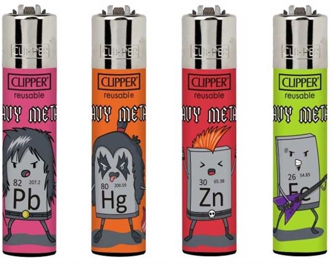 Set of 4 Clipper Lighters Heavy Metals - Haddocks Lightershop