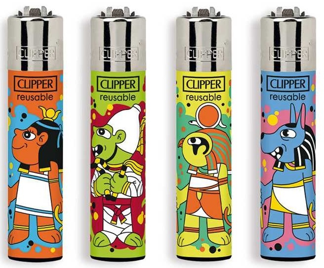 Set of 4 Clipper Lighters Ancient Gods - Haddocks Lightershop