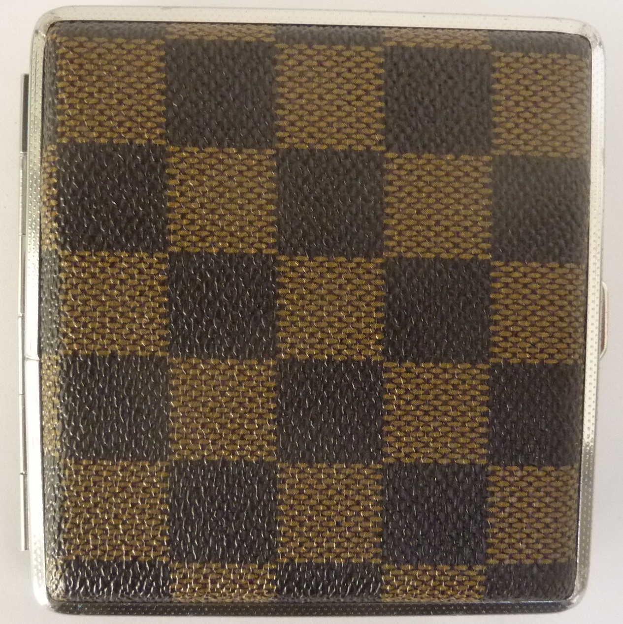 Cigarette Case Metal Squares Brown & Black - Haddocks Lightershop