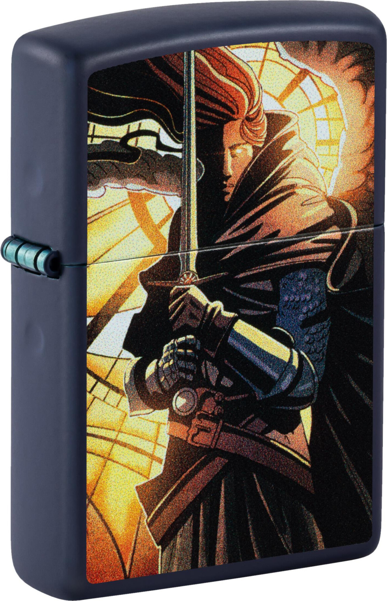 Lighter Zippo Navy Blue Matte Medieval Warrior - Haddocks Lightershop