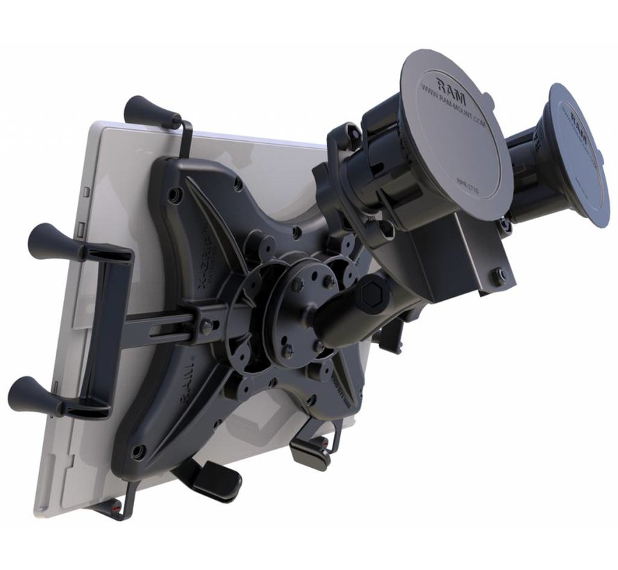 X-Grip 12 inch Tablet Houder Dual Articulating zuignap - Emounting.nl