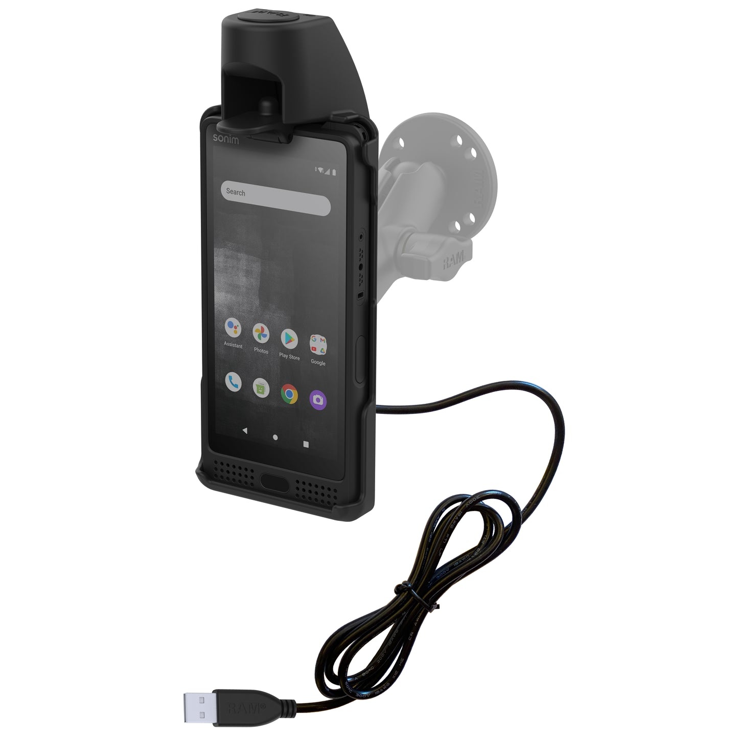 EZ-Roll'r™ Powered Cradle for Sonim XP10 RAM-HOL-SNM4PU - Emounting.nl