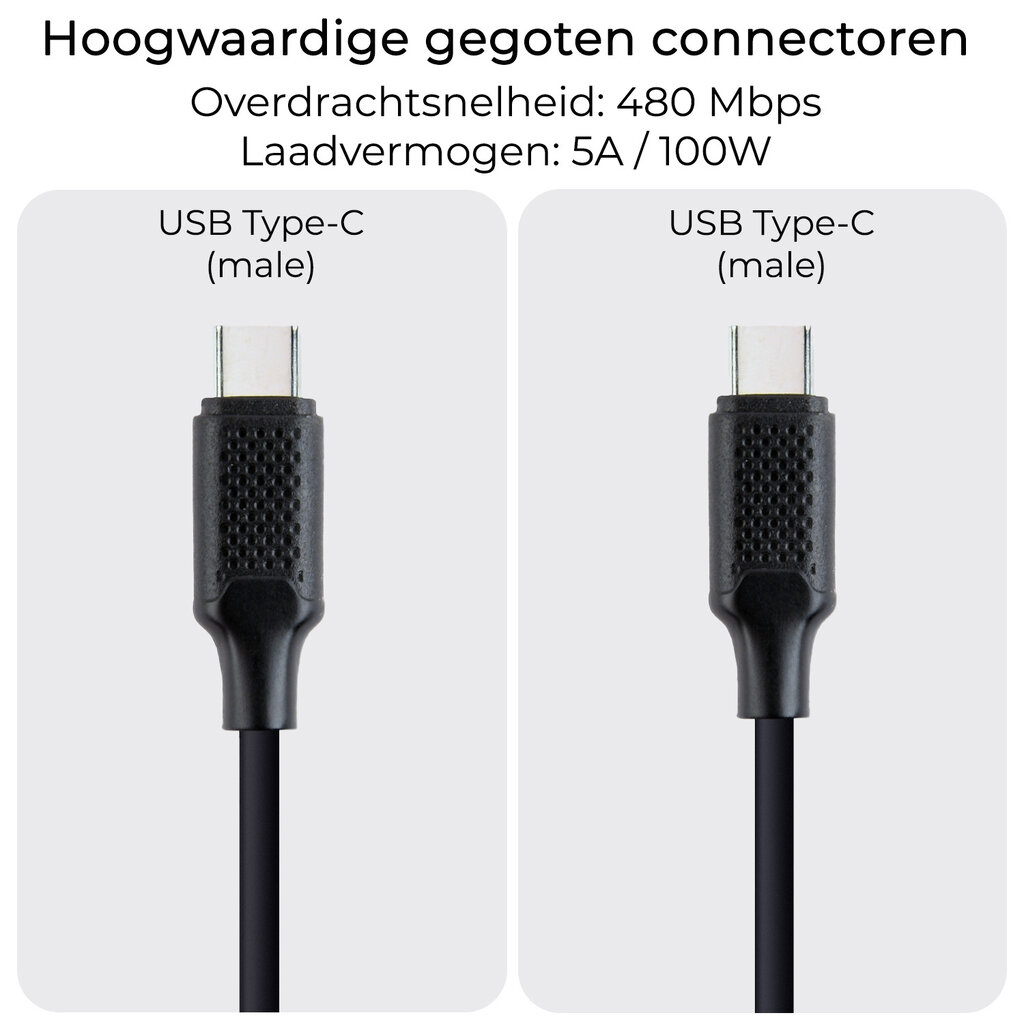 Betaalbare Hoesjes USB-C Kabels Oplaadkabel (100W) Datakabel USB C ...