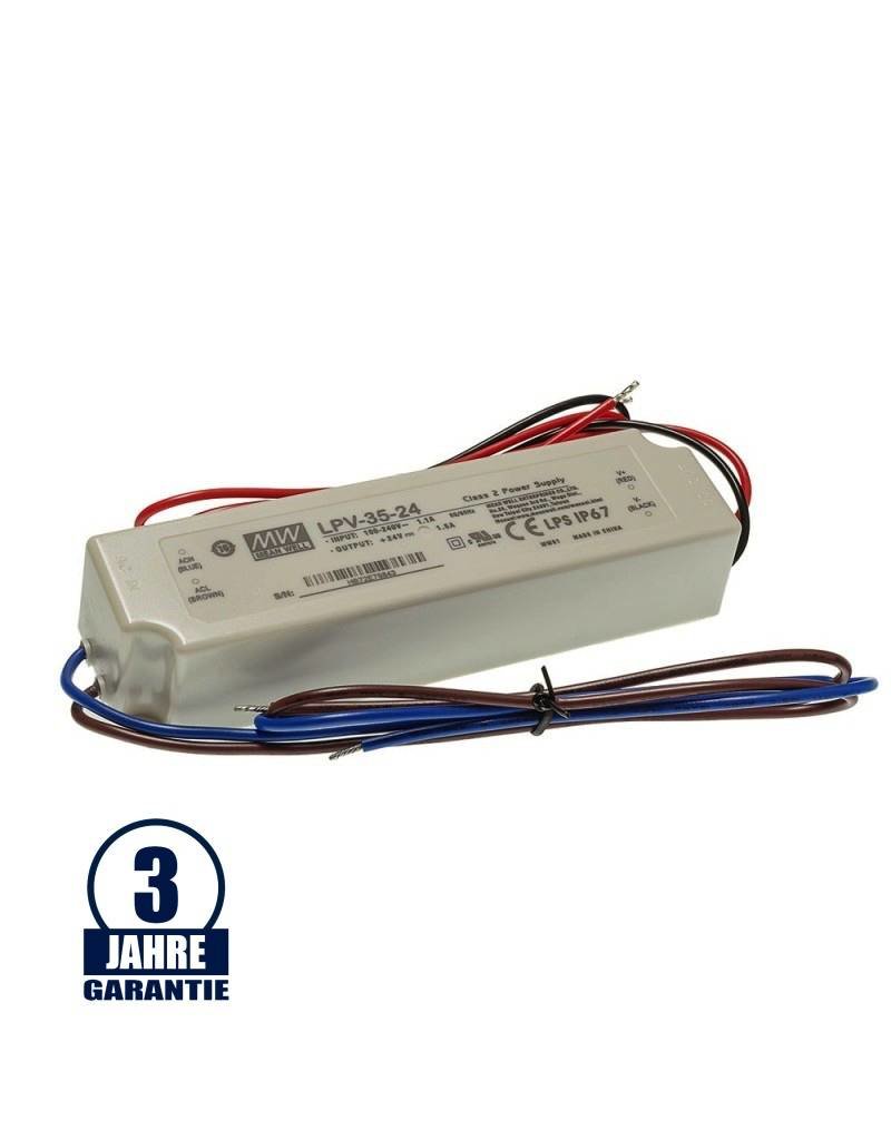 MEAN WELL 24V DC Kunststoff Netzteil Wasserdicht IP67 35W bis 240W ...