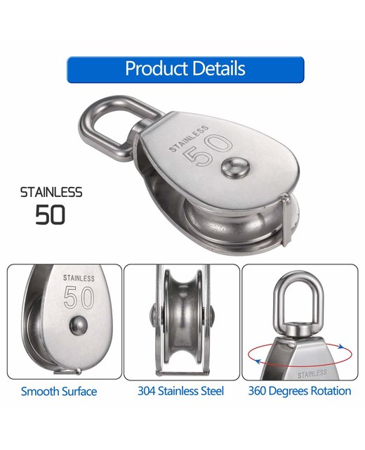 Rvs Katrollen 50mm kopen - Staalkabelstunter