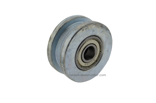 Steel wheel with square groove Bearing 75mm - Wire rope stunter