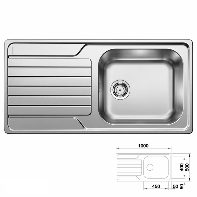 Spoelbak keuken Blanco Dinas 6S XL | RVS Opbouw - IkShop