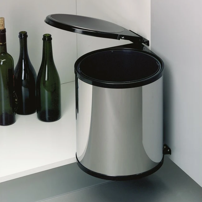 Wesco Rondo, roestvrij staal/zwart 13 liter inbouw afvalemmer - IkShop