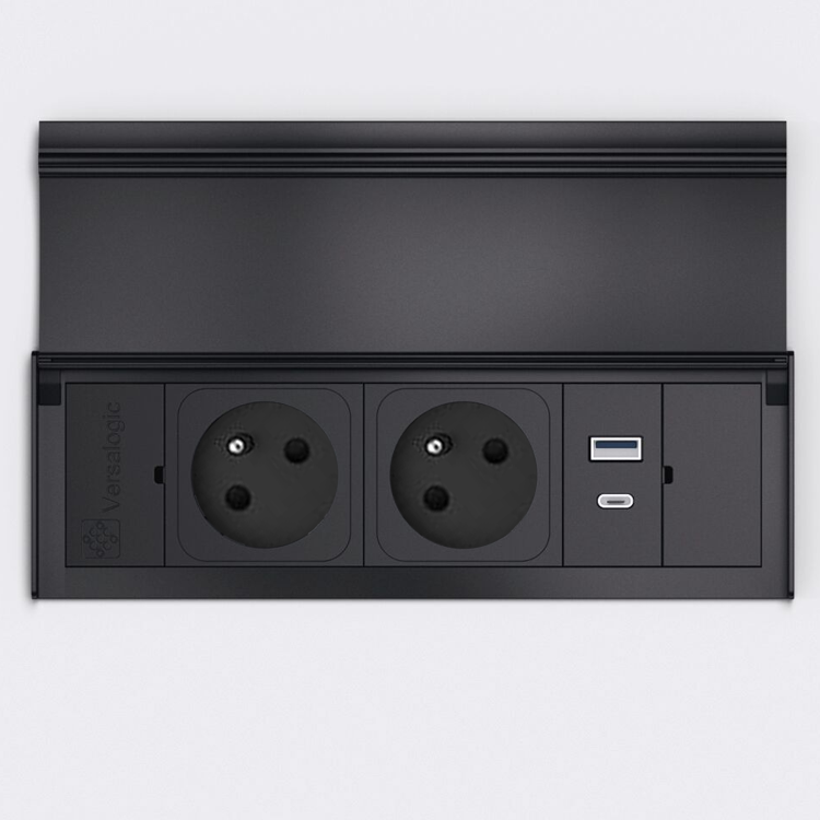 Zwart inbouw stopcontact met USB-C – VersaLid - IkShop