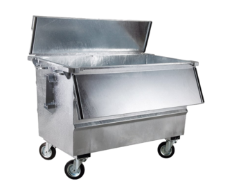 Afvalcontainer 500L staal rolcontainer geesink opname met deksel ...