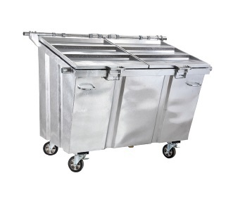 Steel waste container 2500L galvanized on wheels with lid
