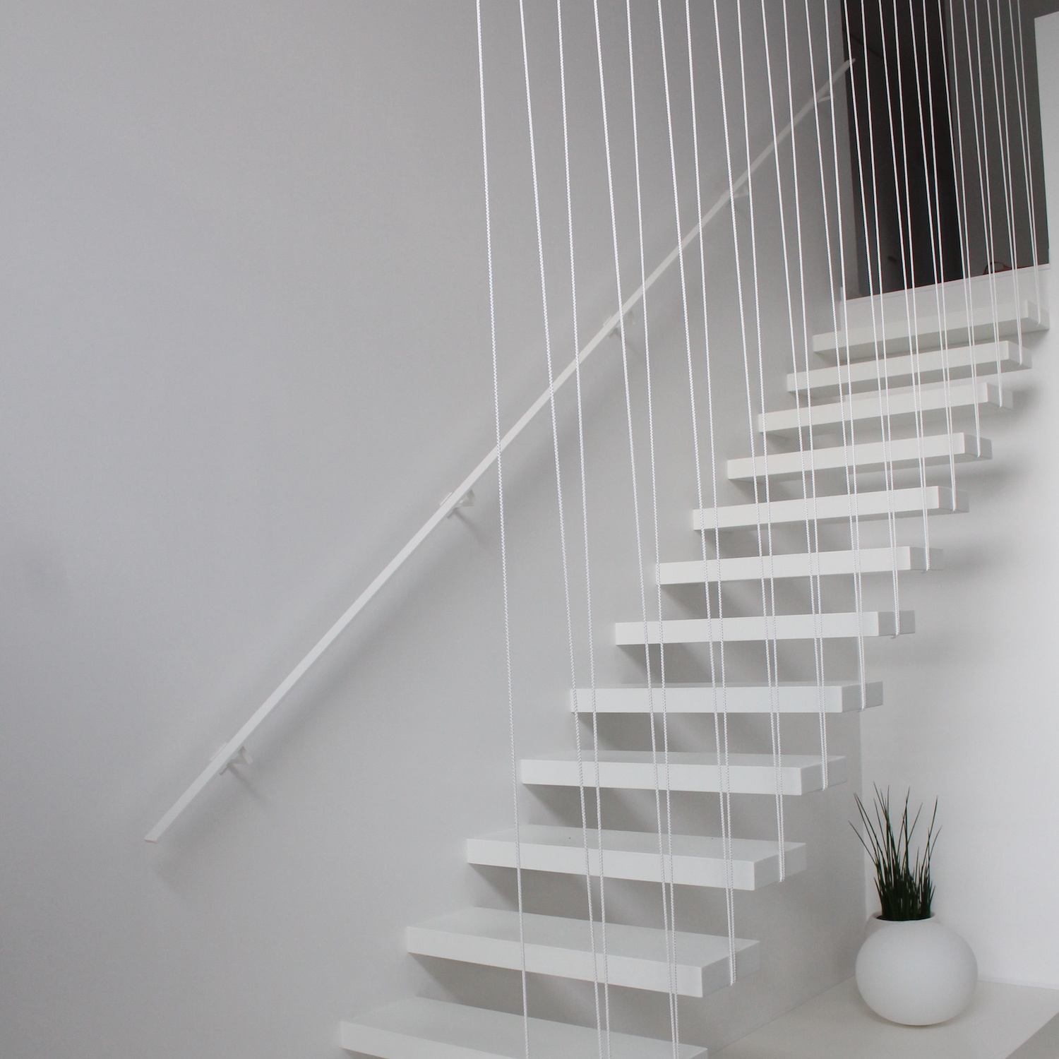 Witte trapleuning vierkant 40x10 - gecoat - incl. dragers TYPE 11 ...