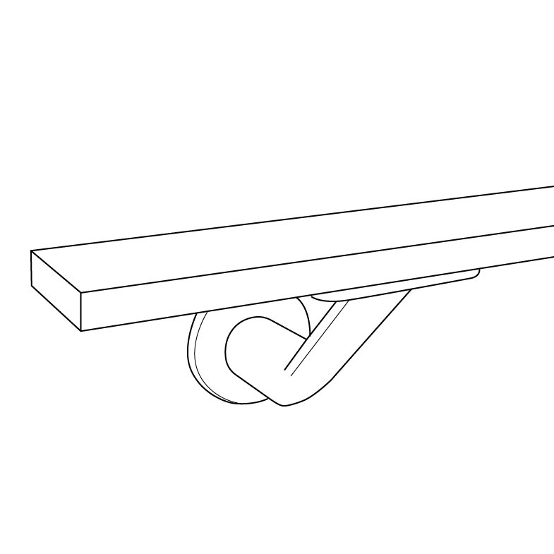 Trapleuning in iedere RAL kleur (40x10 mm) - met dragers TYPE 7 LUXE