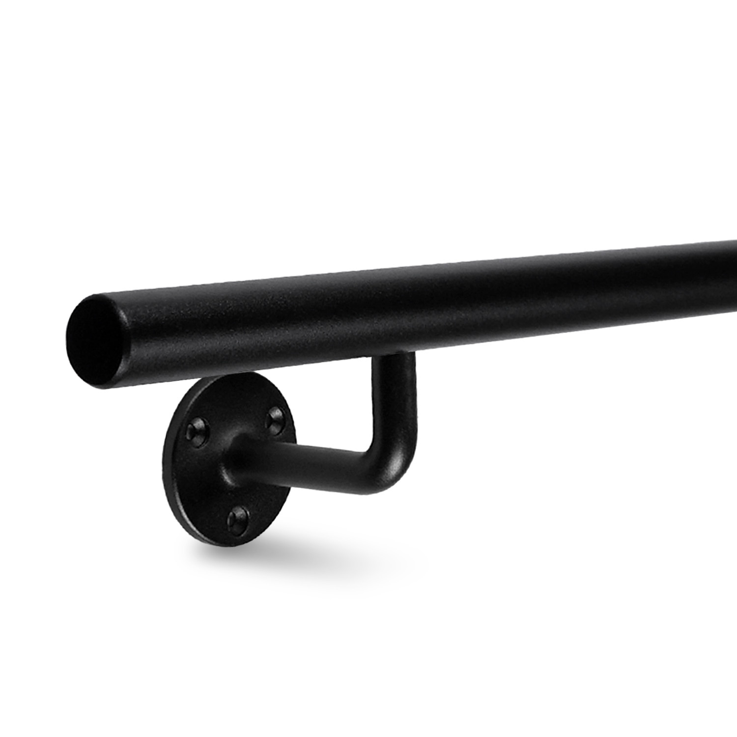 Zwarte trapleuning - rond (25 mm) + dragers TYPE 1 - volledig gelast!