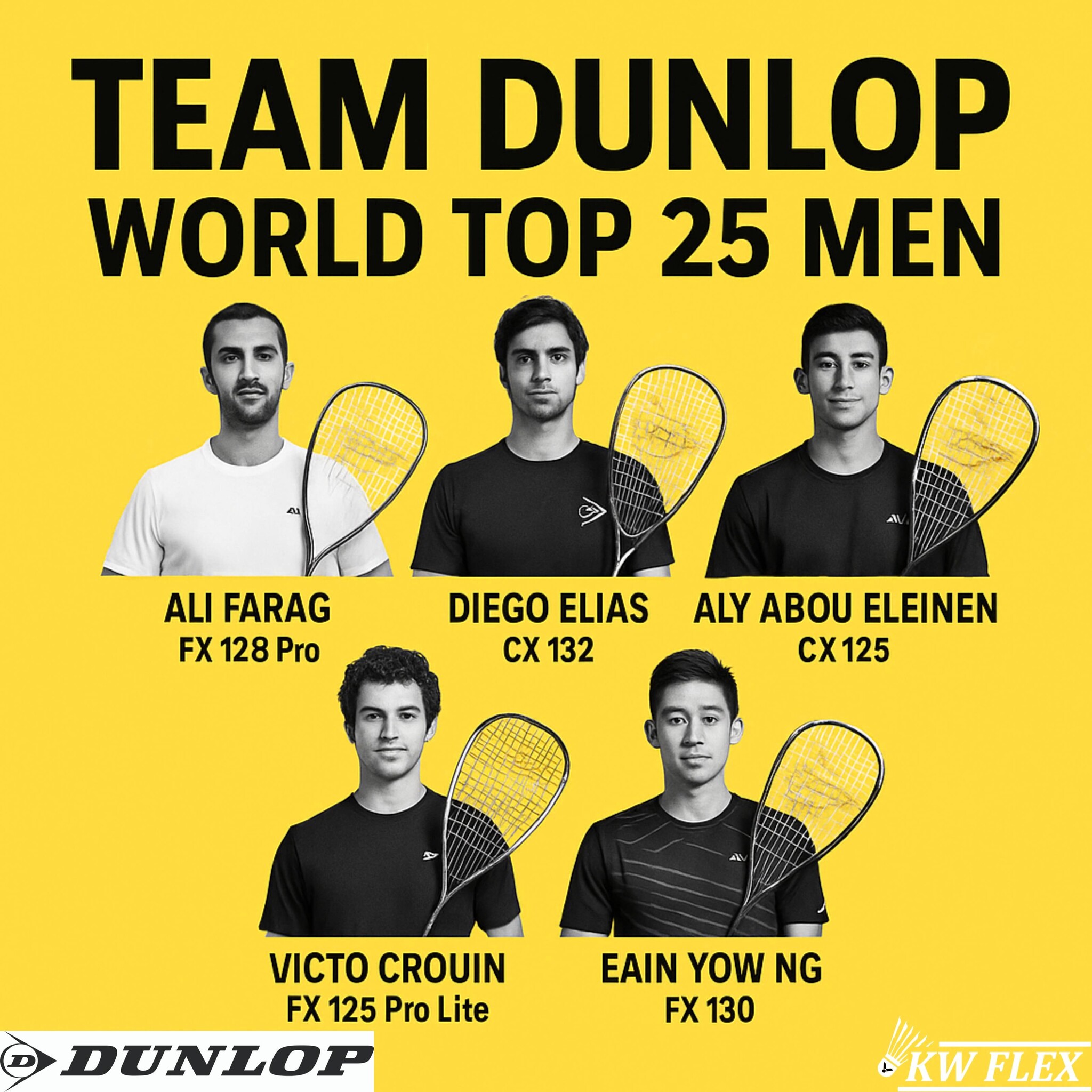 Team Dunlop – World Top 25 Men's Squash Players - KW FLEX Racket specialist