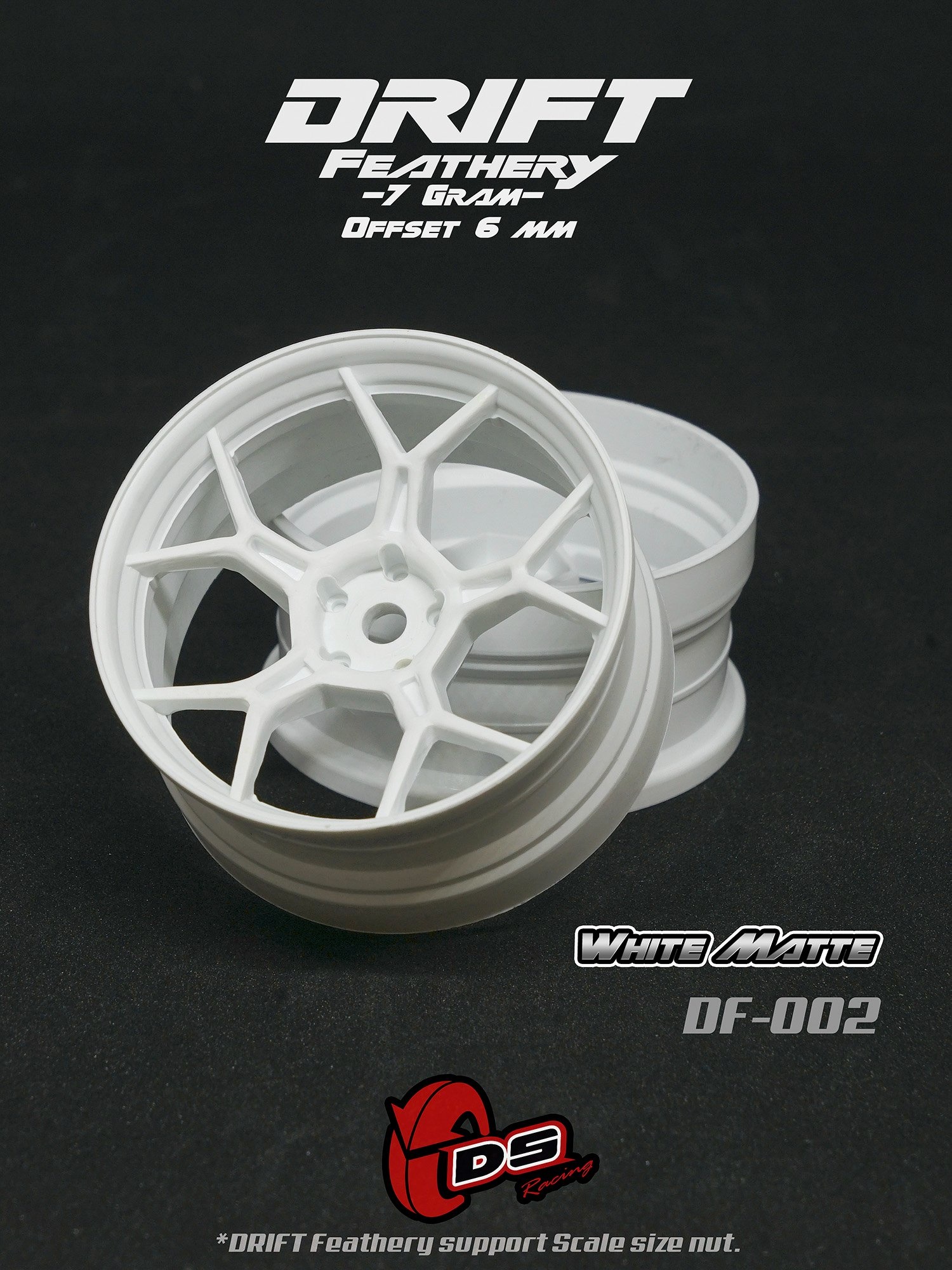 DS Racing / DF-002 / Drift Feathery Wheel (2pcs) / White Matte / +6mm ...