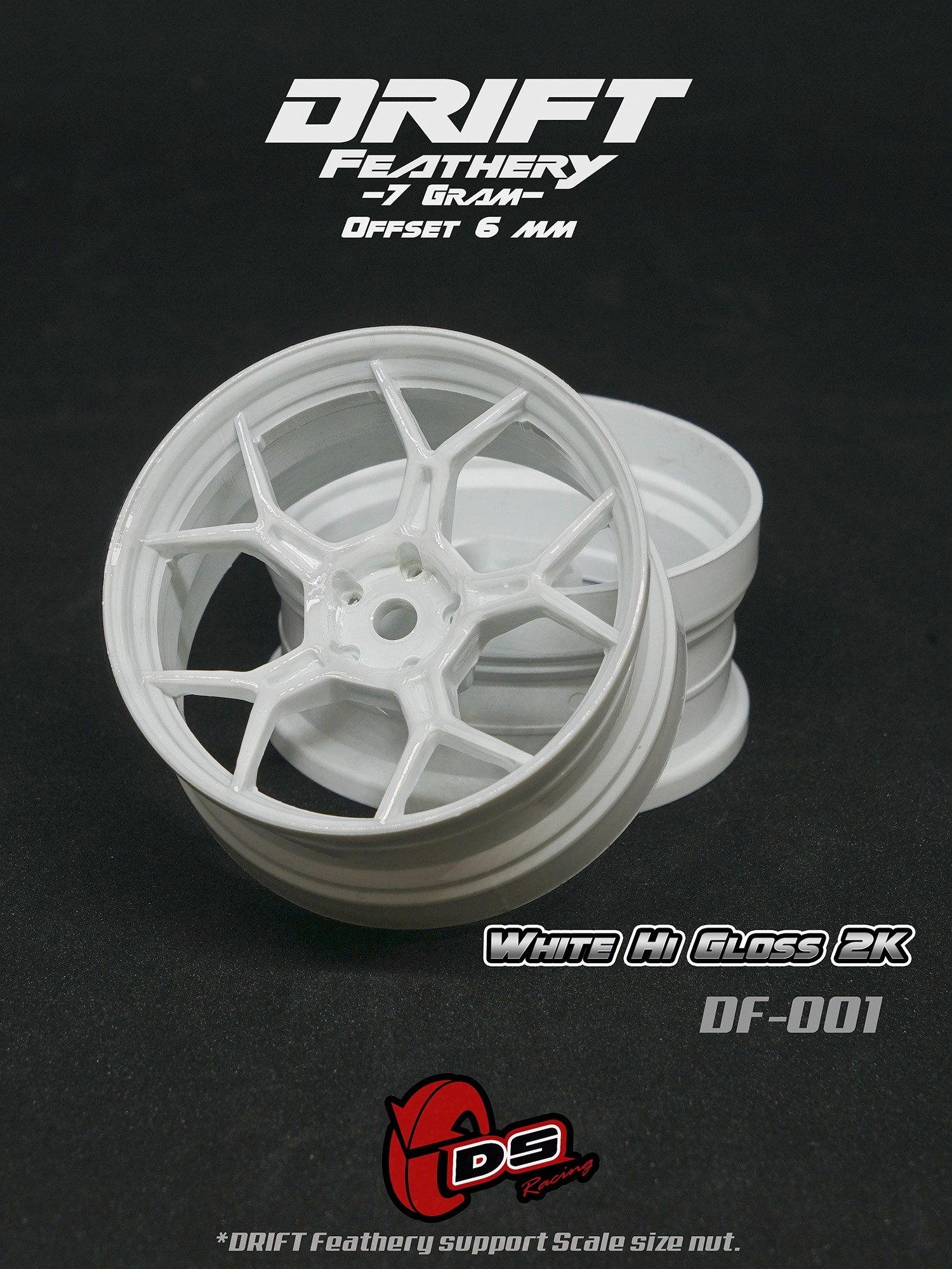 DS Racing / DF-001 / Drift Feathery Wheel (2pcs) / White Hi Gloss 2K ...