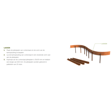 Cortenstaal piketpalen - Compleetgroen
