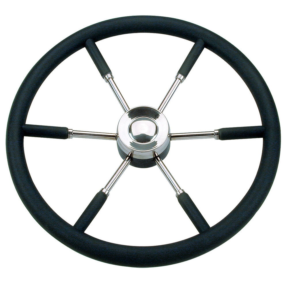 Boot stuurwiel - RVS met PU grip - 6 spaken -Kopen? Bestel Hier Online